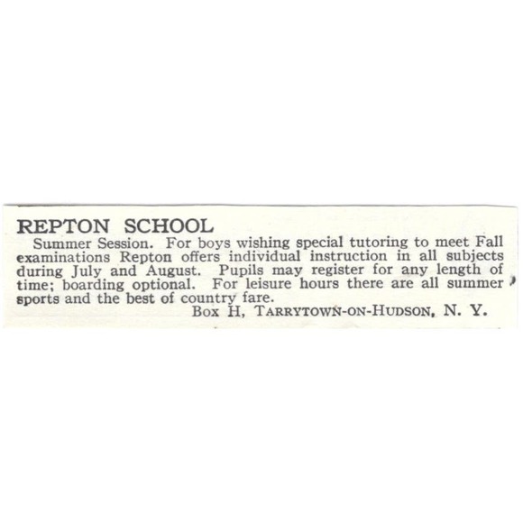 None | Accents | Repton School Tarrytown On Hudson C918 Original ...